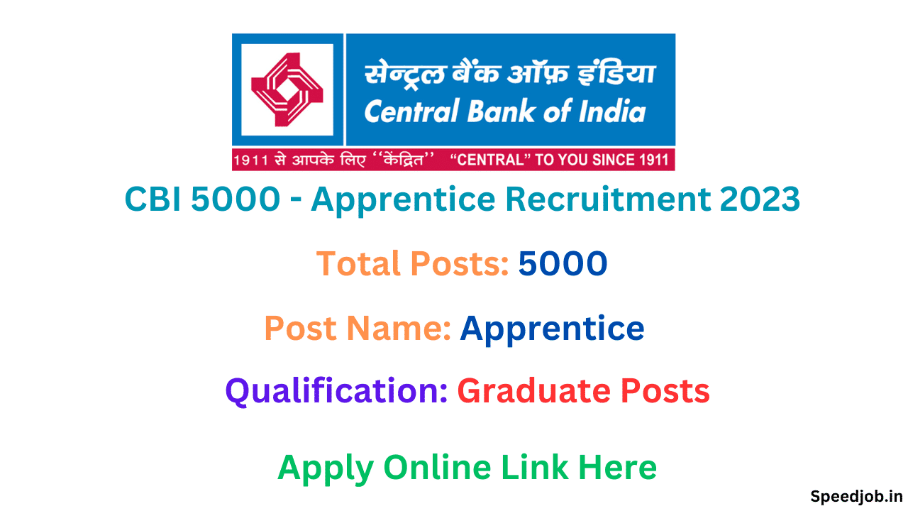 Central Bank Of India Recruitment 2023 - Apprentice [5000 Posts] CBI ...