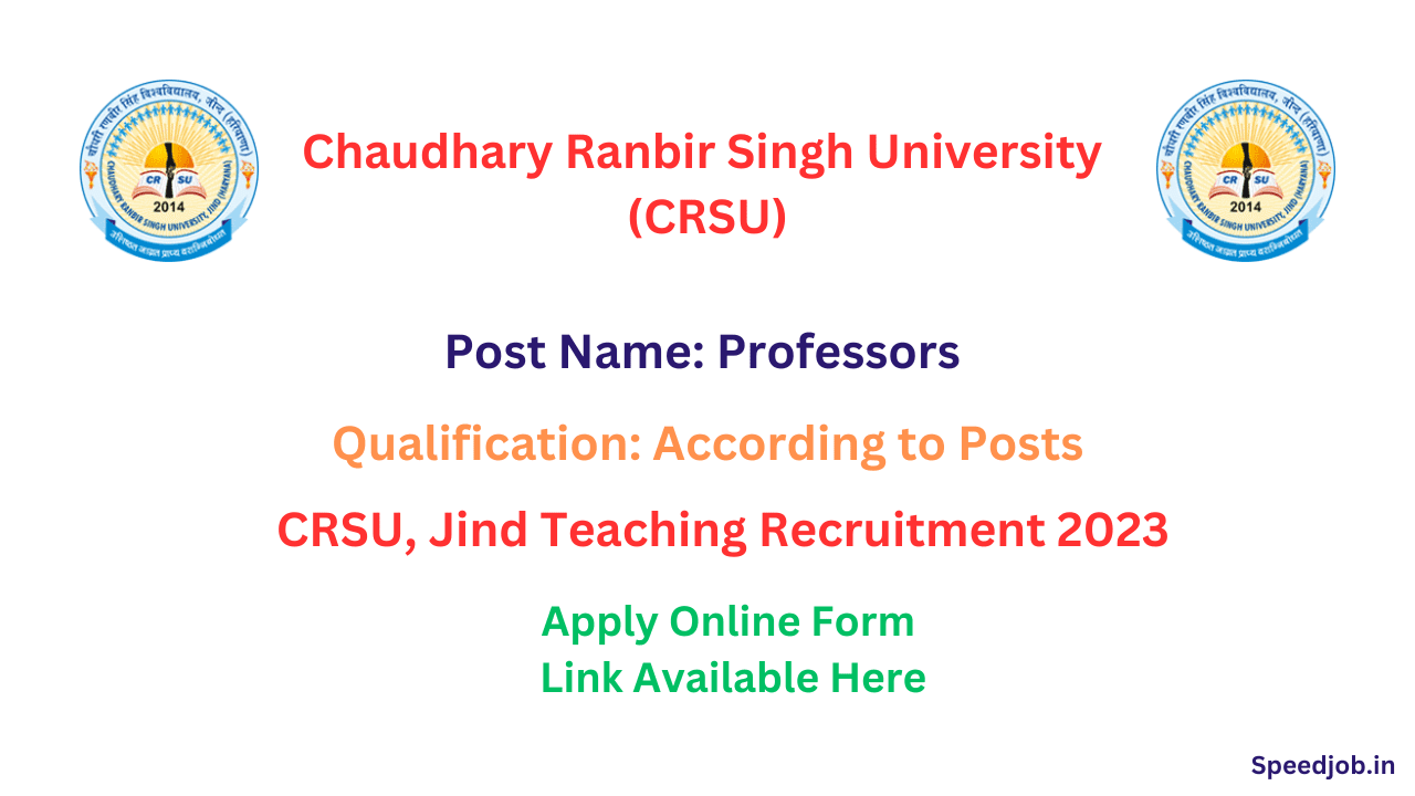 CRSU Jind Recruitment 2023 - CRSU Jind Teaching Recruitment 2023