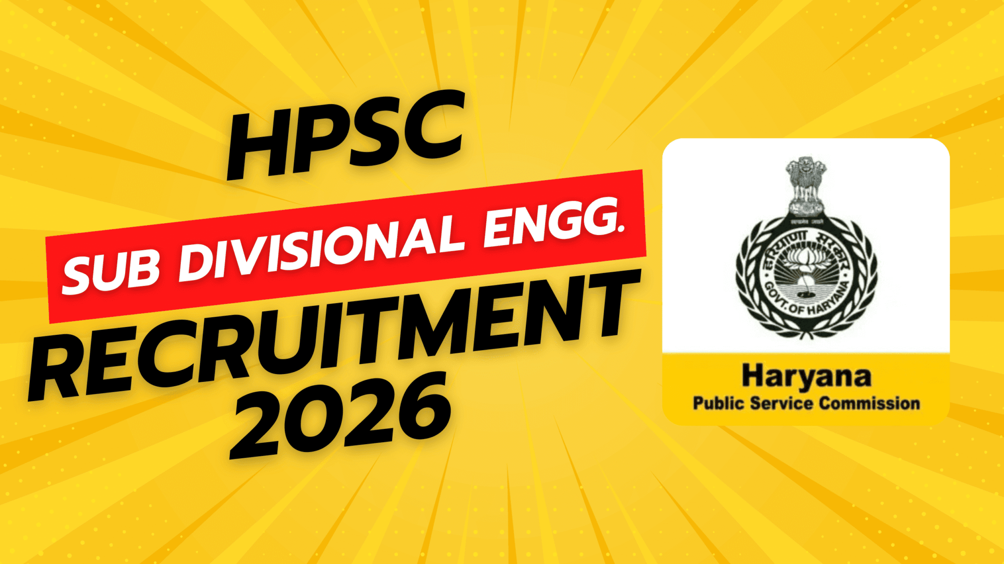 HPSC Sub Divisional Engineer Recruitment 2026 | HPSC Vacancy 2026